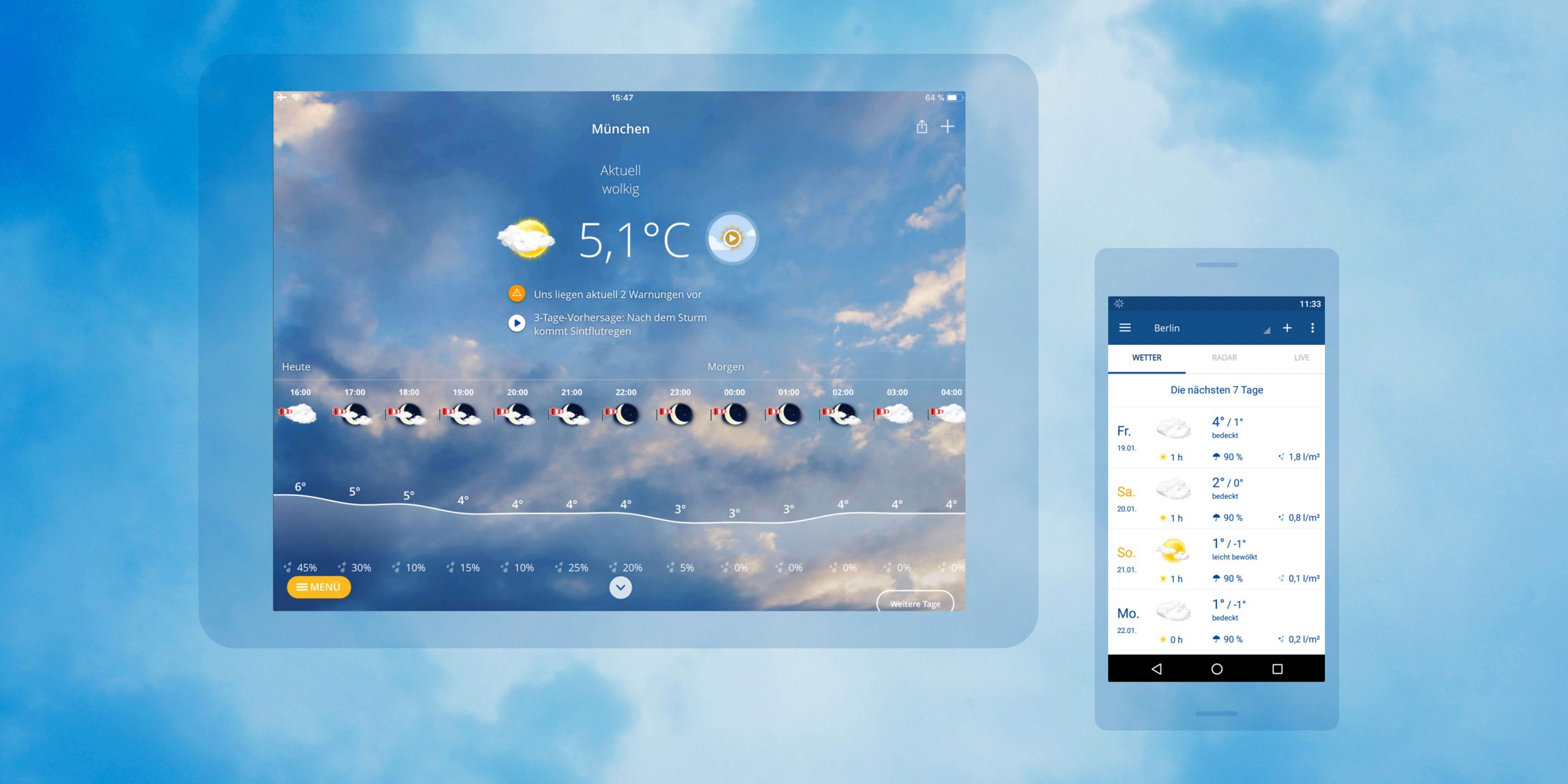 TBO entwickelte für wetter.com Universal App für iPhone, iPad & watch.