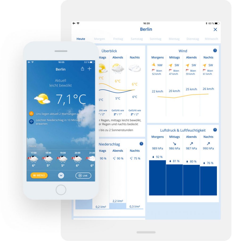 TBO entwickelte für wetter.com Universal App für iPhone, iPad & watch.